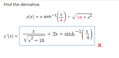 Solved Find the derivative. P(x) = x sinh-1 + 4 1- (11) - V | Chegg.com