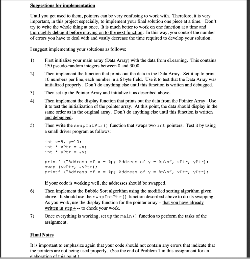 Solved Sometimes we're given an array of data that we need | Chegg.com