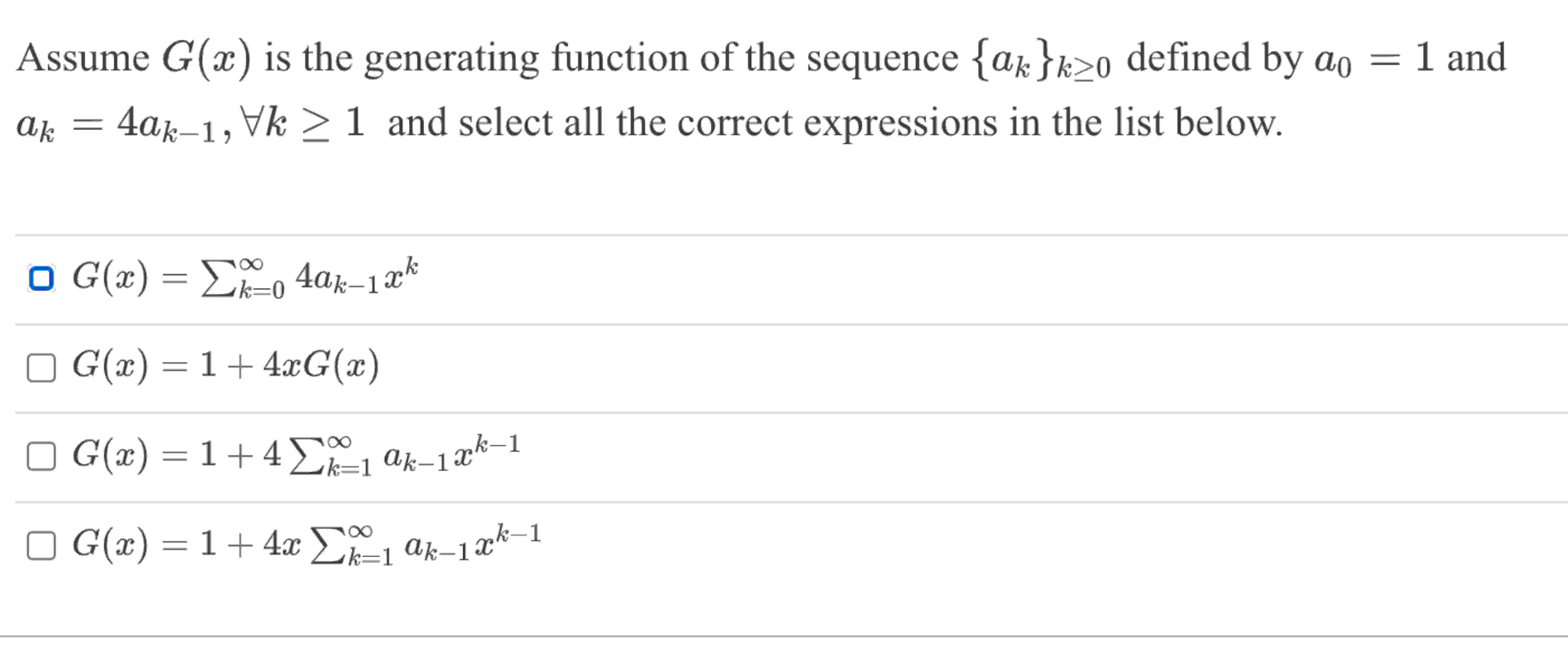 Solved assume g(x) ﻿is the generating function of the | Chegg.com