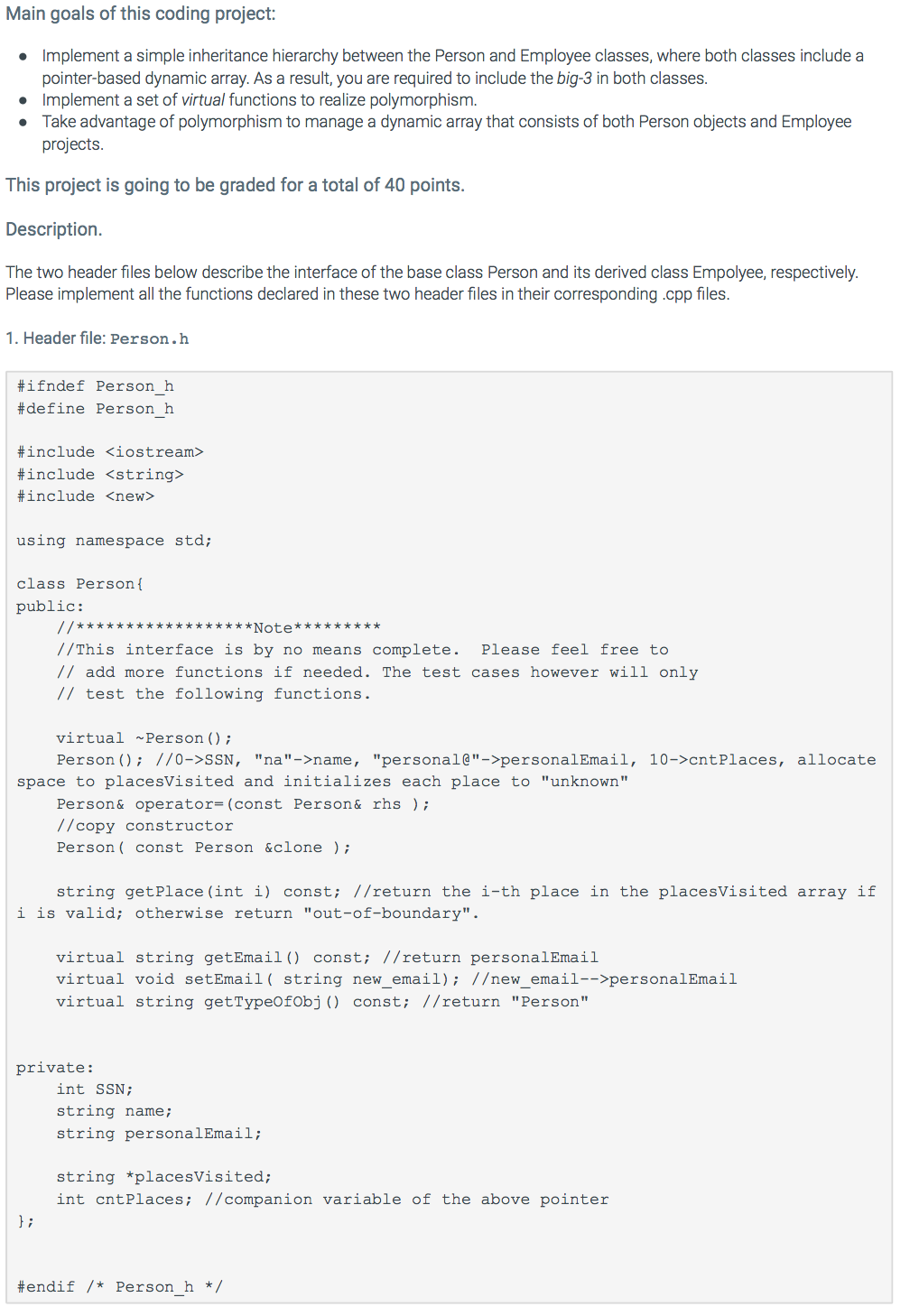 Solved Main goals of this coding project: • Implement a | Chegg.com