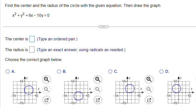Solved Find the center and the radius of the circle with the | Chegg.com