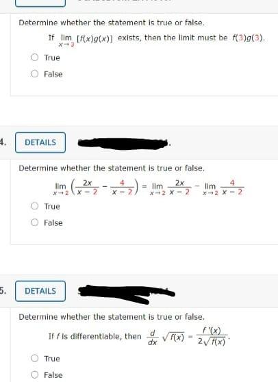 Solved Determine whether the statement is true or false. If | Chegg.com