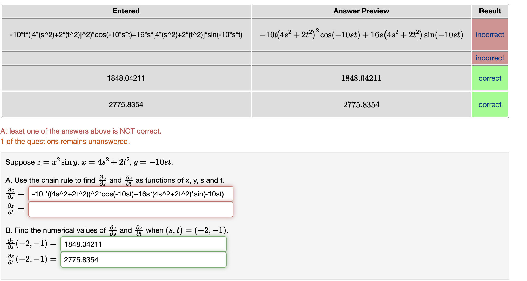 Solved At least one of the answers above is NOT correct. 1 | Chegg.com