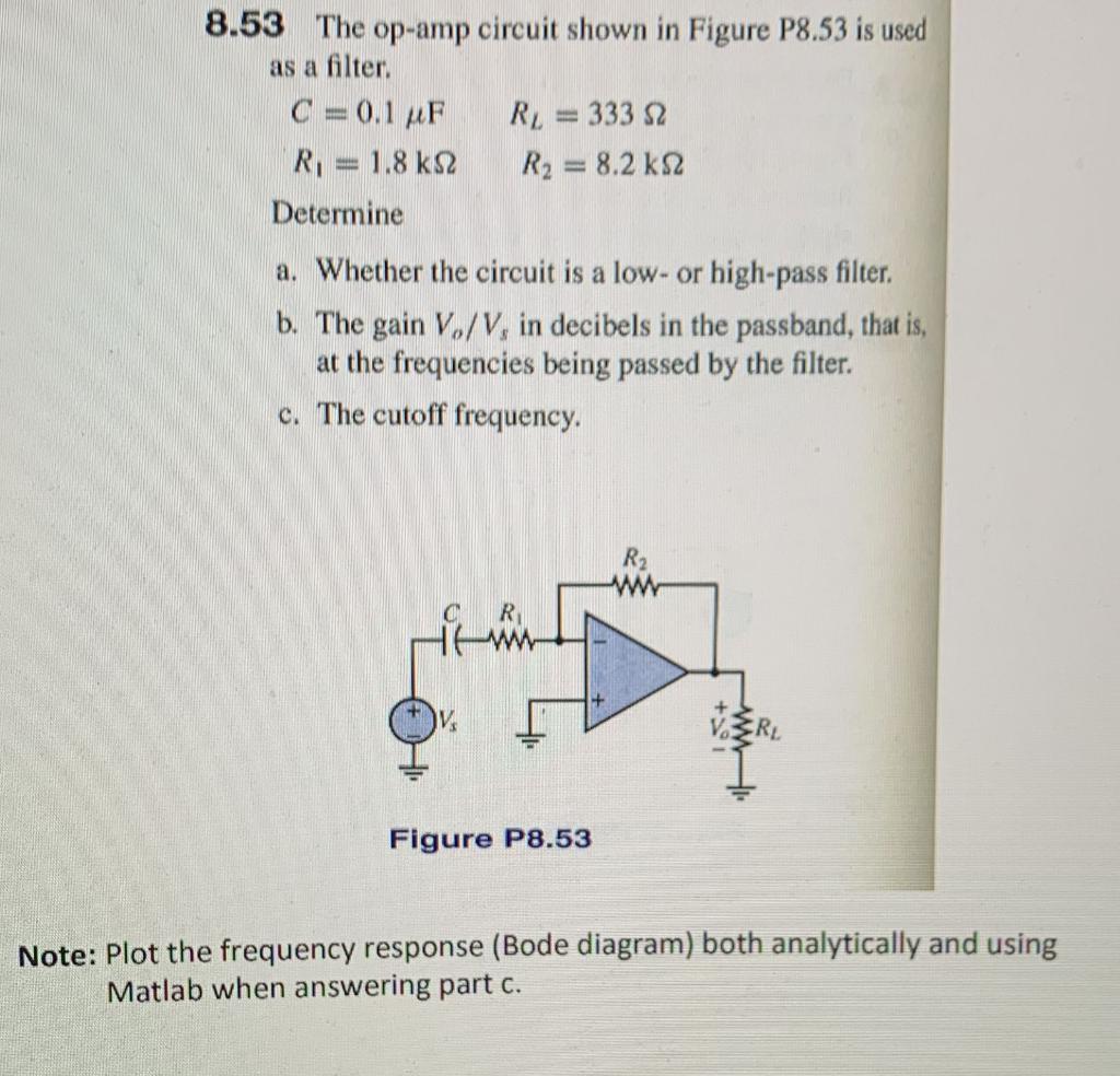Solved 8.53 The op-amp circuit shown in Figure P8.53 is used | Chegg.com