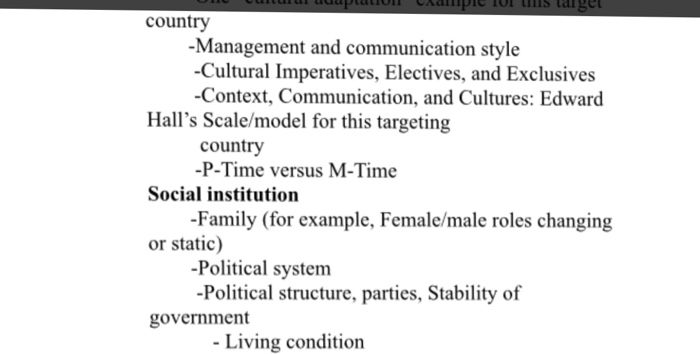 Solved country Management and communication style -Cultural | Chegg.com