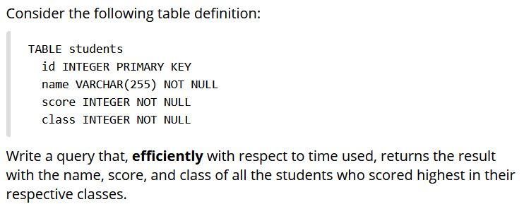 Solved Consider the following table definition: TABLE | Chegg.com
