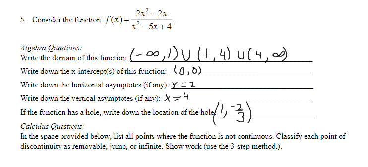 Solved 5. Consider the function f(x)=x2−5x+42x2−2x. Algebra | Chegg.com