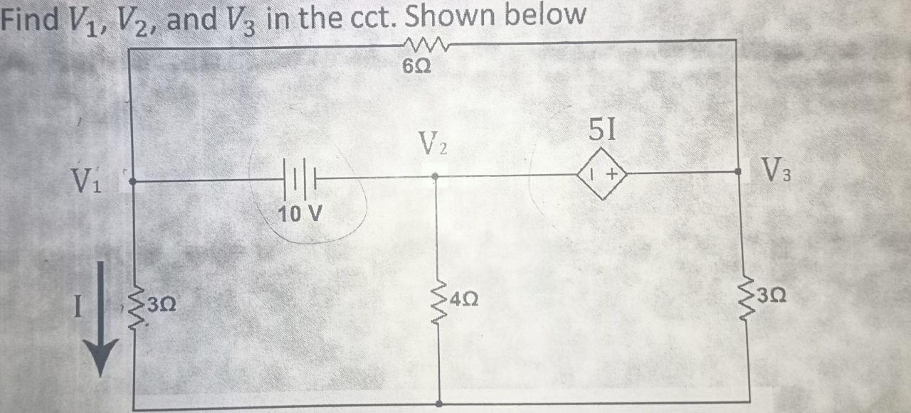 Solved Find V1, V2, and V3 in the cct. Shown below 6Ω 51 V | Chegg.com