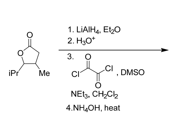 Solved 1. LIAIH4, Et20 2. H30* iPr Me 3. O CI CI DMSO O | Chegg.com