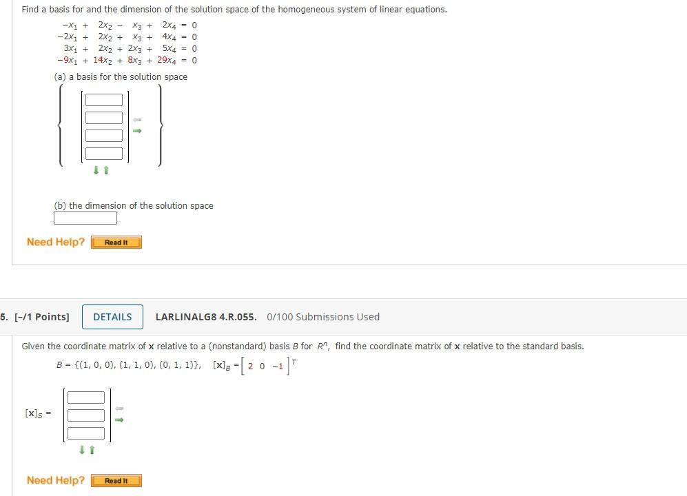 Solved Find a basis for and the dimension of the solution | Chegg.com