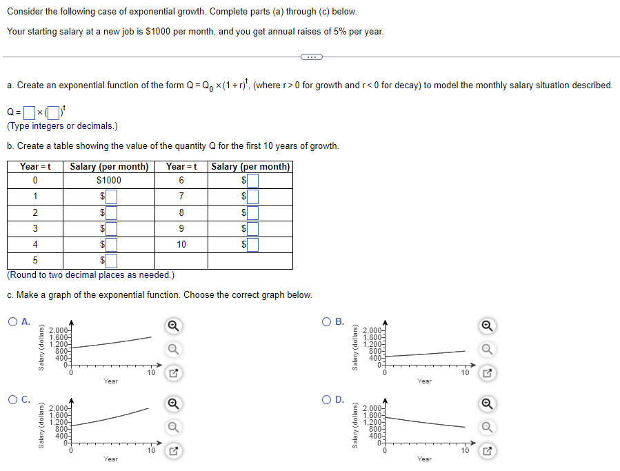 Solved Consider the following case of exponential growth. | Chegg.com
