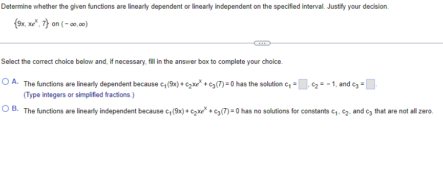Solved Determine whether the given functions are linearly | Chegg.com