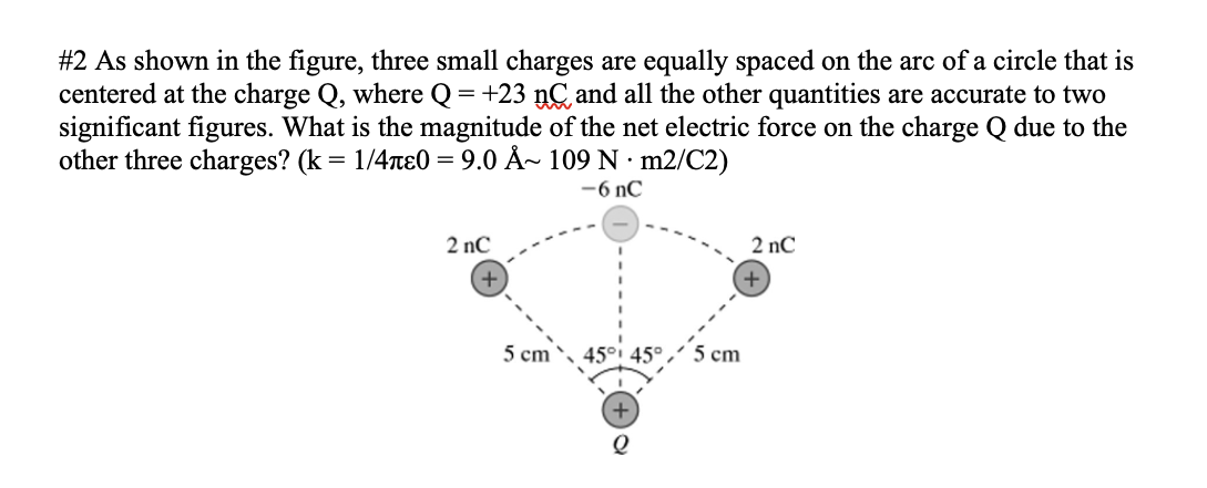 Solved \#2 As shown in the figure, three small charges are | Chegg.com