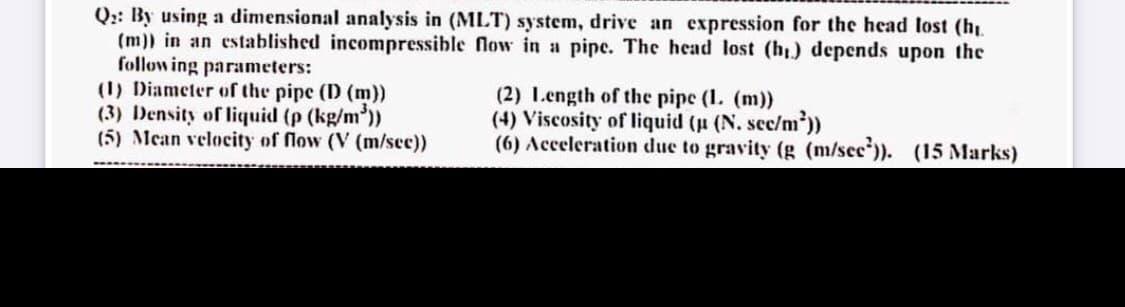 Solved Q:: By using a dimensional analysis in (MLT) system, | Chegg.com