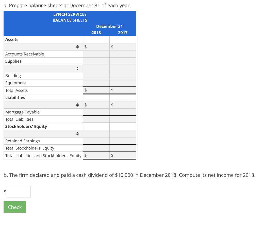 Solved Constructing Balance Sheets and Determining Income | Chegg.com