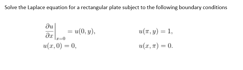 Solved Solve the Laplace equation for a rectangular plate | Chegg.com