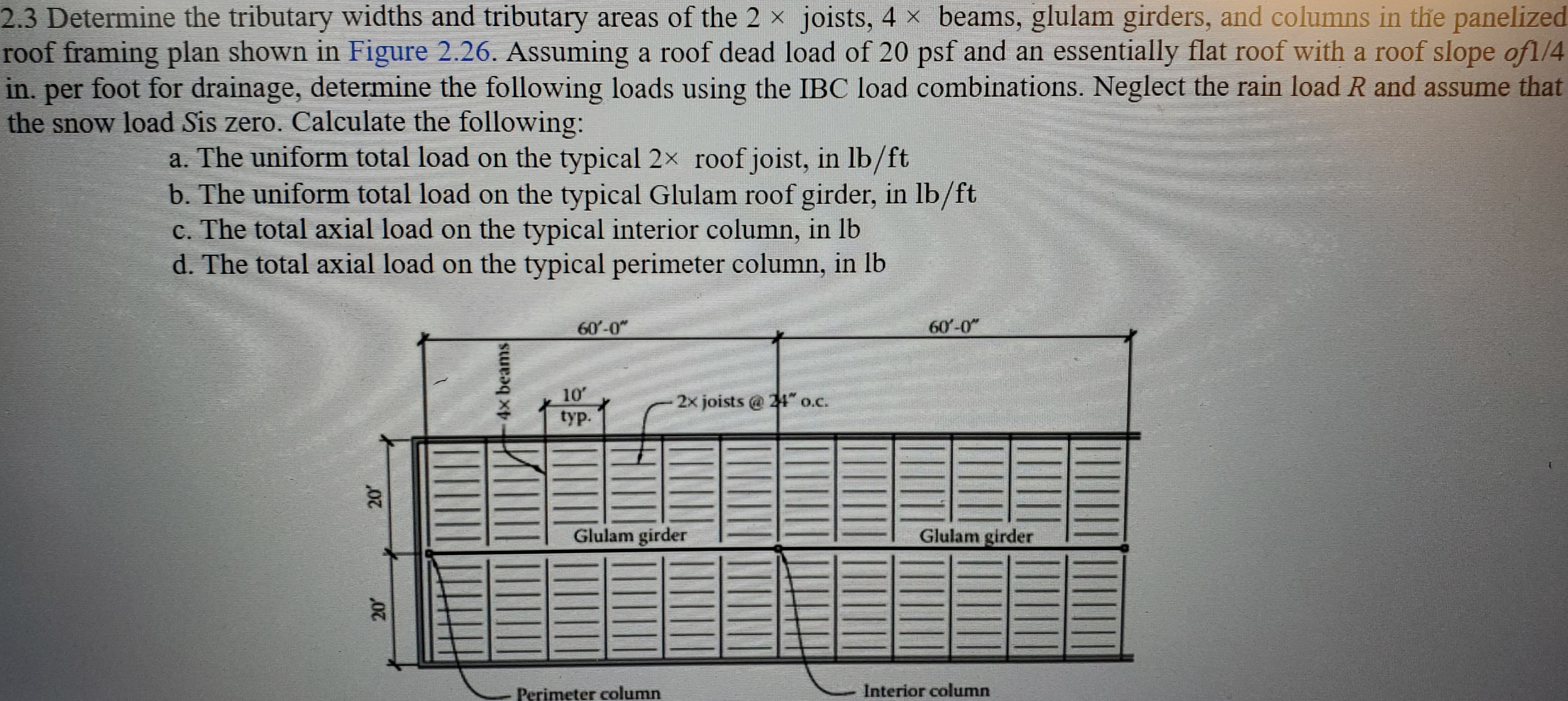 Solved .3 Determine the tributary widths and tributary areas | Chegg.com