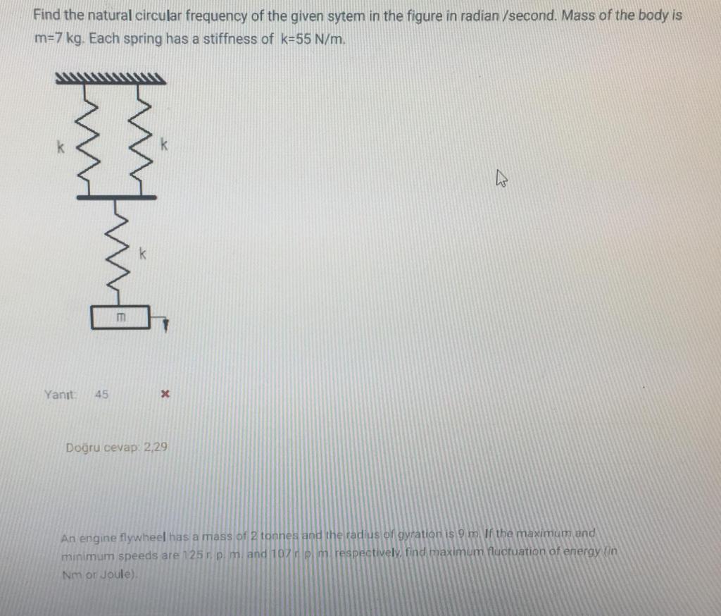 Solved Find the natural circular frequency of the given | Chegg.com