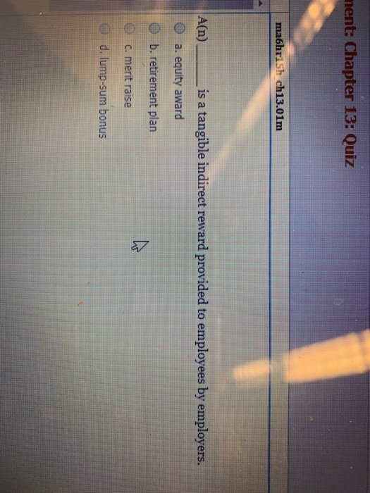 Solved ent: Chapter 13: Quiz ma6hr15h ch13.01m A(n)- -is a | Chegg.com