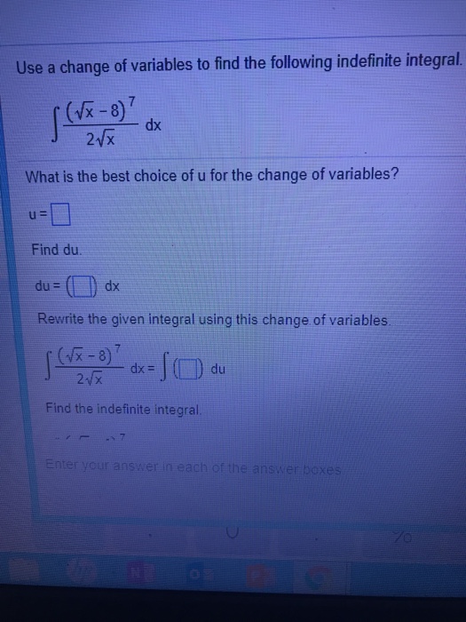 Solved Use a change of variables to find the following | Chegg.com
