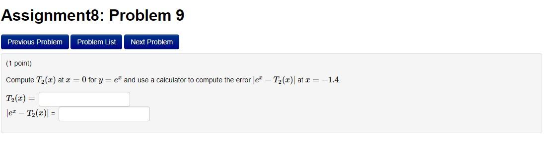 Solved Assignment8 Problem 9 Previous Problem Problem List 