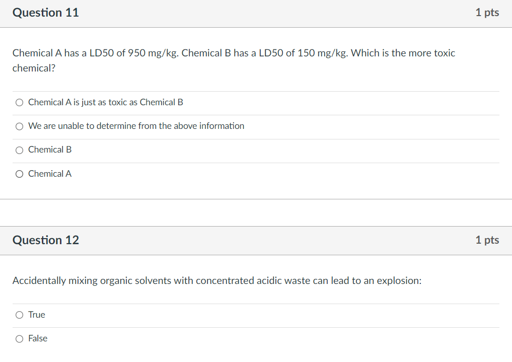 Solved Chemical A has a LD50 of 950mg/kg. Chemical B has a | Chegg.com