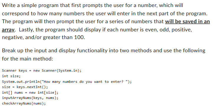 Solved Write a simple program that first prompts the user | Chegg.com