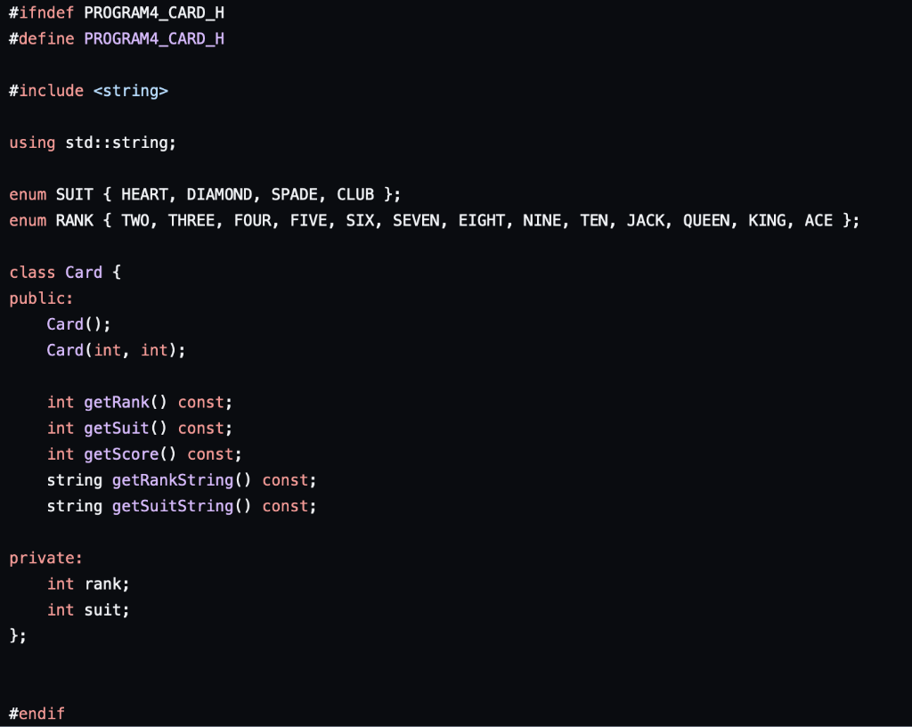Solved Program 4 - Blackjack ♥️ ♣️ ♦️ ♠️ Blackjack The | Chegg.com