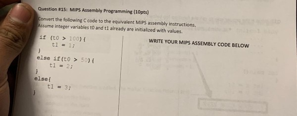 Solved Question #15: MIPS Assembly Programming (10pts) | Chegg.com