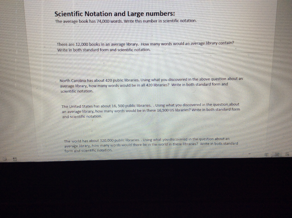 Solved Scientific Notation and Large numbers: The average | Chegg.com