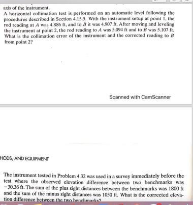 Solved axis of the instrument. A horizontal collimation test | Chegg.com