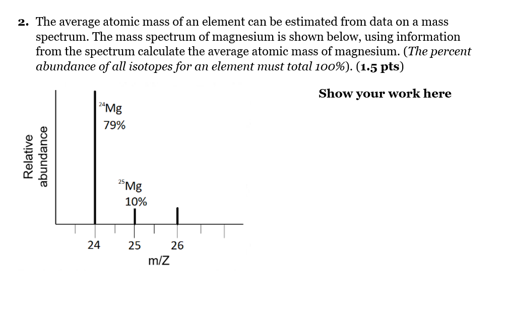 Solved 2. The average atomic mass of an element can be | Chegg.com
