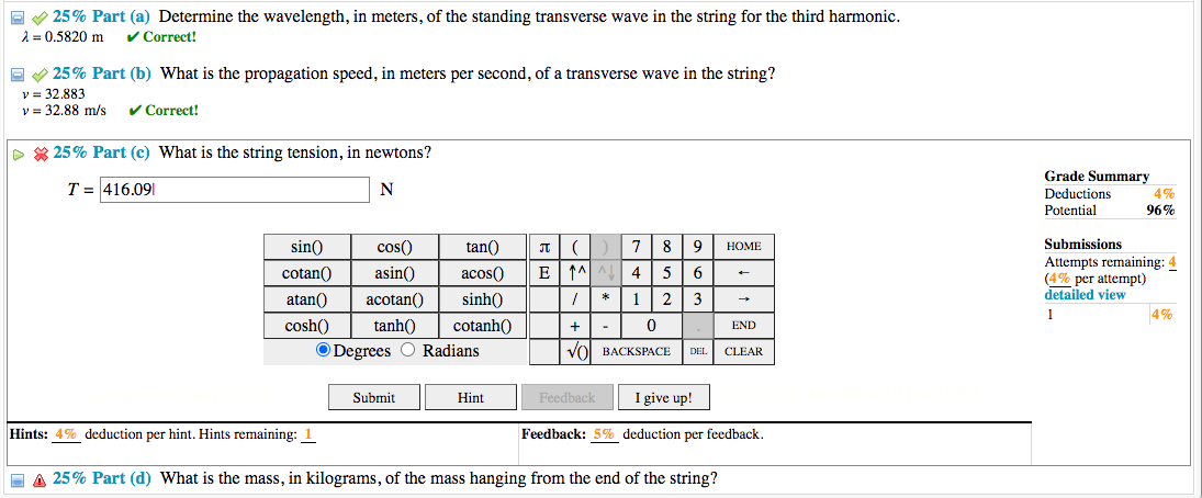 Solved (7\\%) Problem 2: A length of string, with one end | Chegg.com