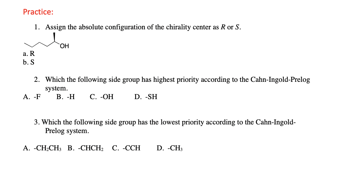 Solved Practice: 1. Assign the absolute configuration of the | Chegg.com