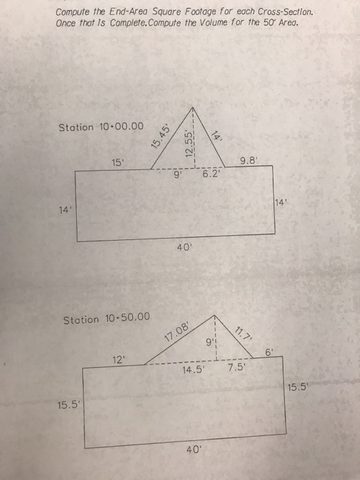Solved Compute the End-Area Square Footage for each | Chegg.com