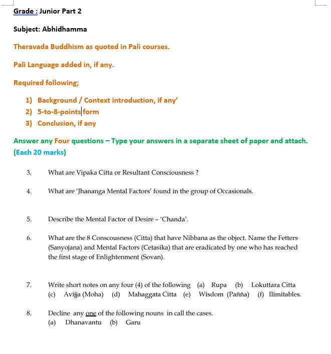 Solved Subject: Theravada Buddhism Topic: Abhidhamma For | Chegg.com