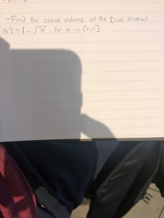 Solved -Find te exact Volume ul te Disk Method 1-,forxn | Chegg.com