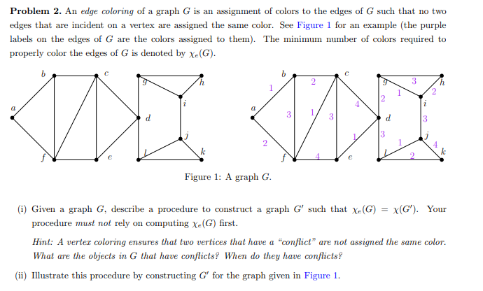 Solved Problem 2. An edge coloring of a graph G is an | Chegg.com