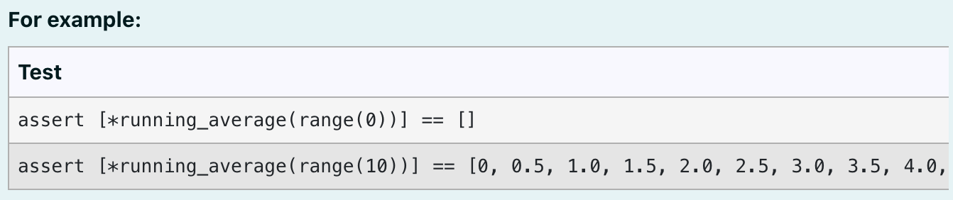 Solved Define a function running_average that takes an | Chegg.com