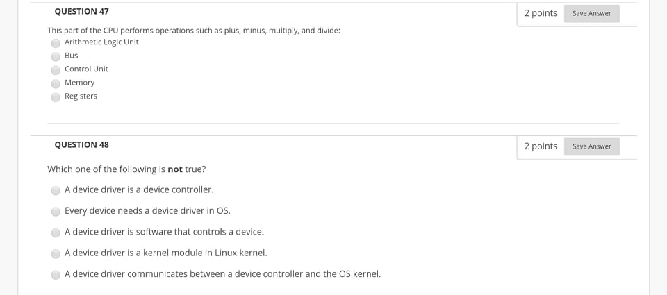 Solved 2 points Save Answer QUESTION 47 This part of the CPU | Chegg.com