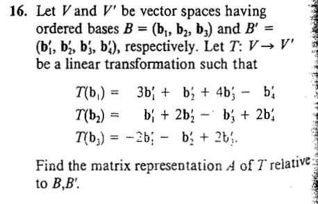 Solved 16. Let V and V′ be vector spaces having ordered | Chegg.com
