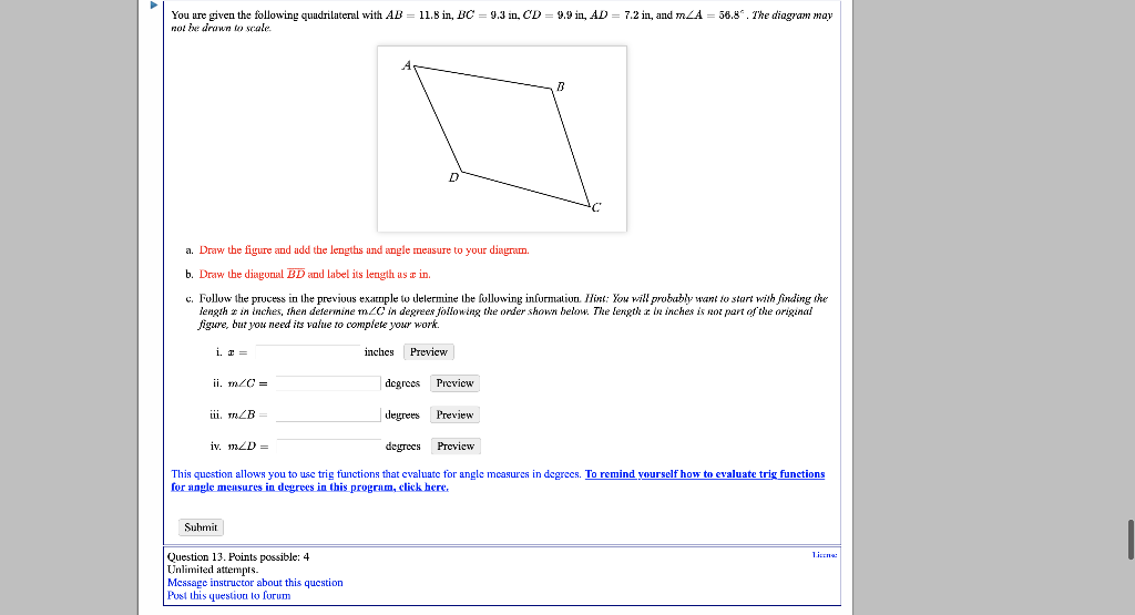 Solved You are given the following quadrilateral with AB = | Chegg.com