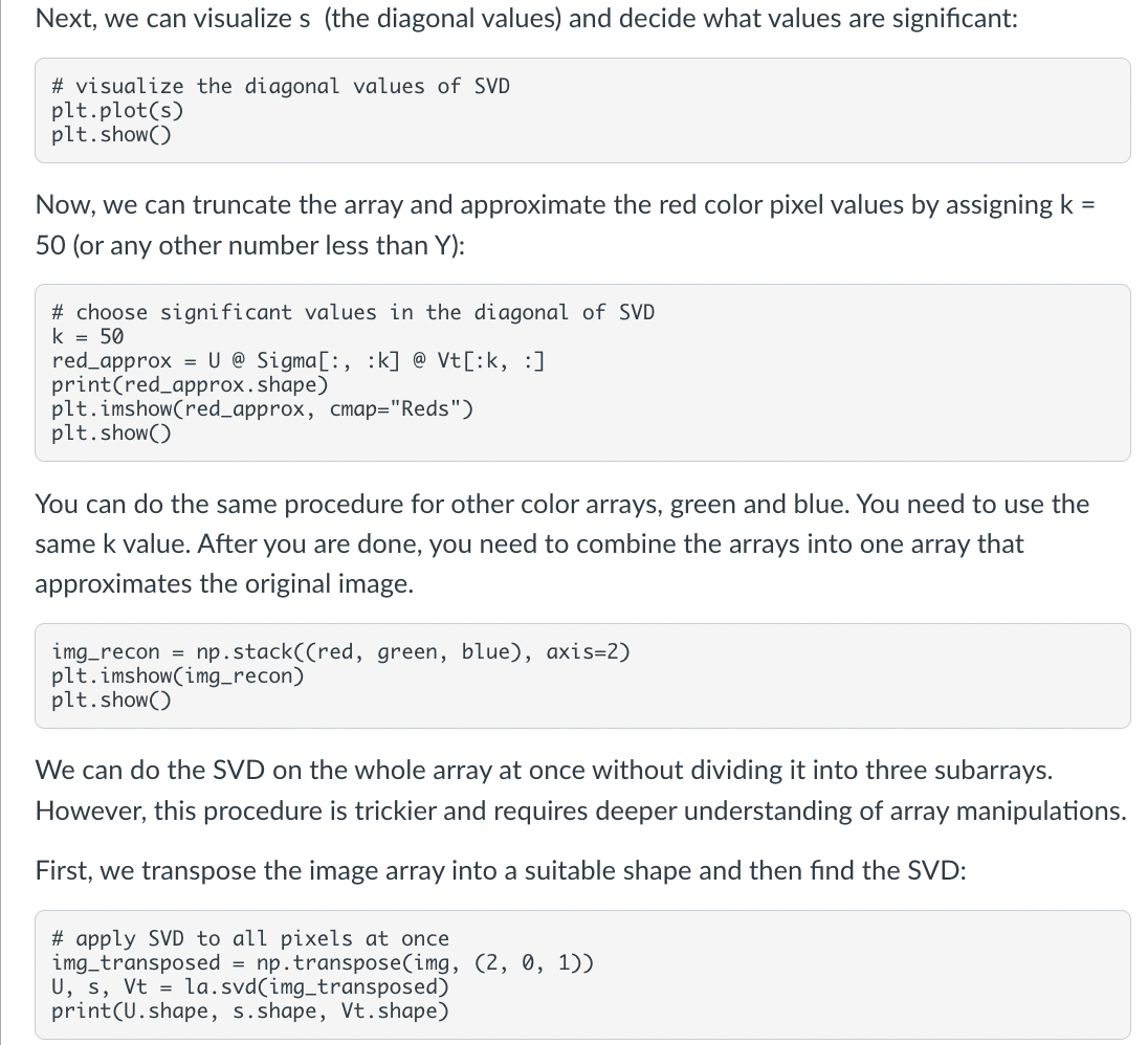 Solved Singular Value Decomposition The Singular Value | Chegg.com