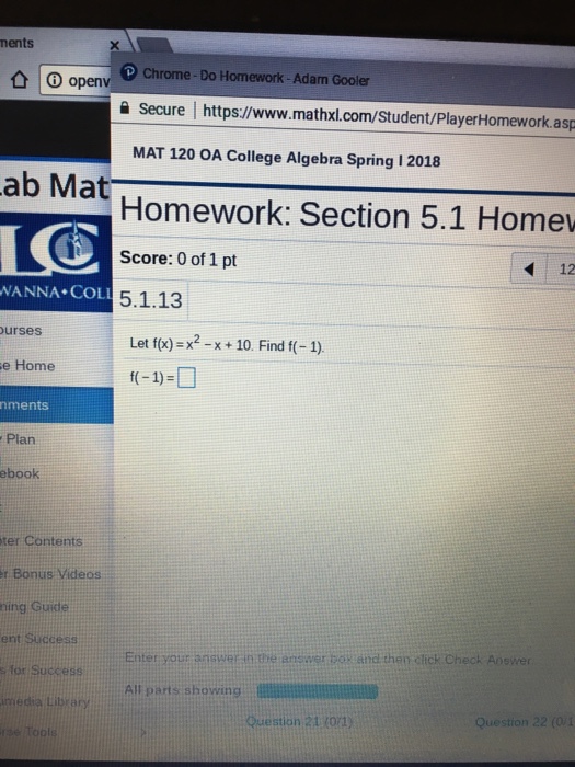Solved ments Chrome-Do Homework-Adam Gooler Secure i | Chegg.com