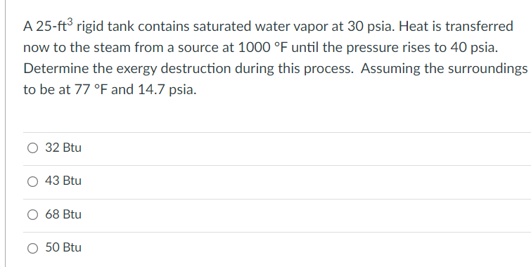 Solved A 25-ft* rigid tank contains saturated water vapor at | Chegg.com