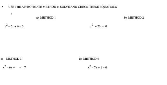Solved USE THE APPROPRIATE METHOD to SOLVE AND CHECK THESE | Chegg.com