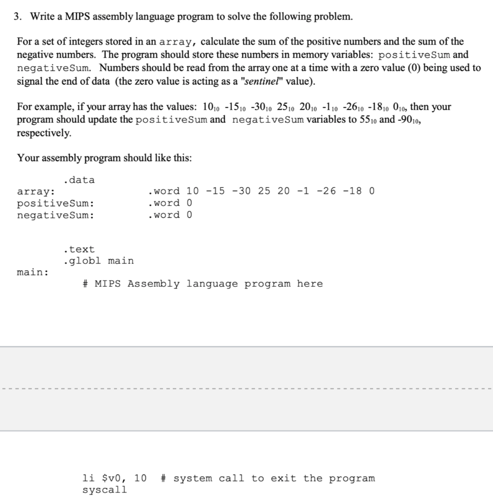 Solved 3 Write A MIPS Assembly Language Program To Solve