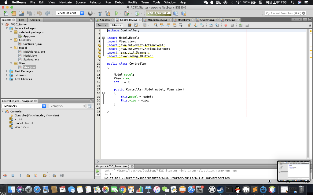 Solved Assignment Objectives Practice on implementing a MVC | Chegg.com