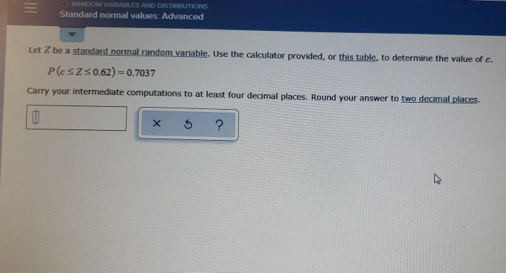 Solved RANDOM VARIABLES AND DISTRIBUTIONS Standard normal | Chegg.com