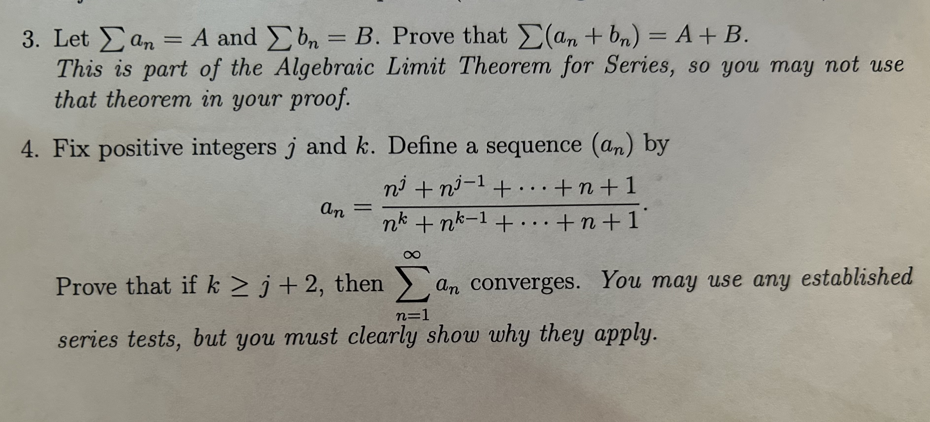 Solved 3 Let ∑ana And ∑bnb Prove That ∑anbnab This 